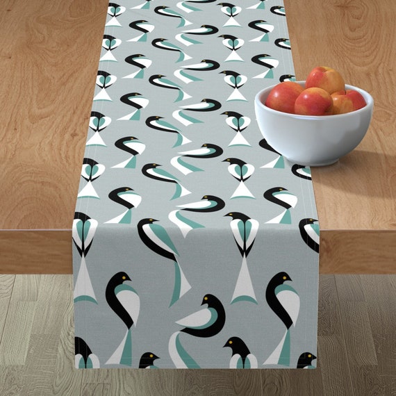 Midcentury Modern Table Runner Minimalist Birds by | Etsy