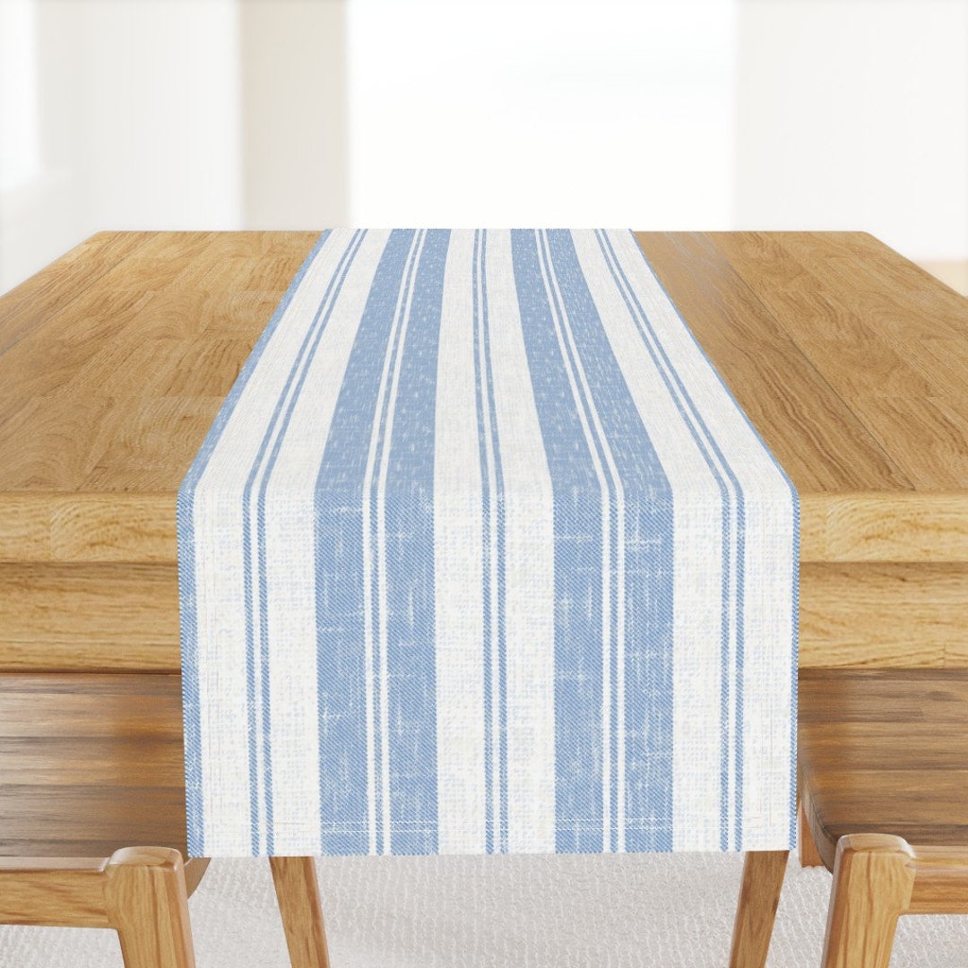 Rustic Ticking Stripe Table Runner French Blue Stripe by Emikundesigns ...