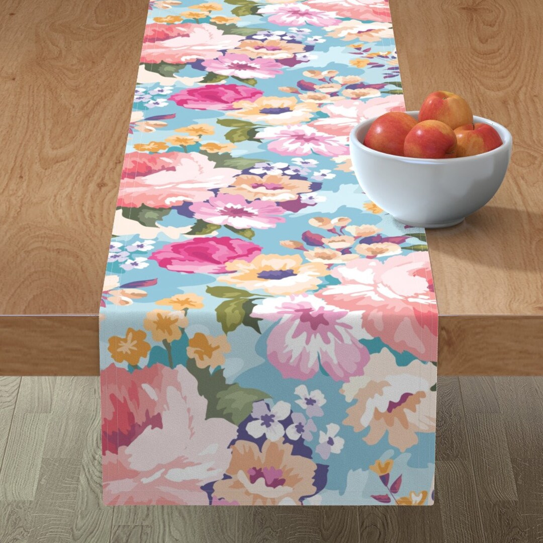 Large Scale Floral Table Runner Flower Season by - Etsy