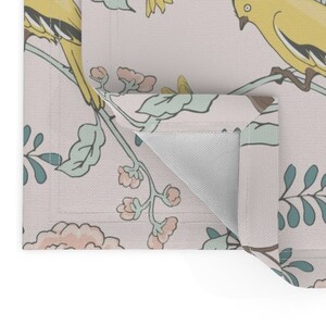 Chinoiserie Chintz Placemats set of 2 Goldfinch and Rose by Nestboxstudio Blush Pink Sage Floral ...