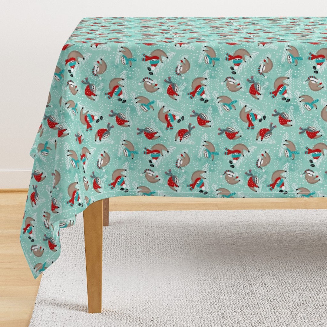 Cute Holiday Tablecloth Snowy Sloths Small by Cynthiafrenette Branches ...
