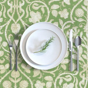 Green Damask Tablecloth - Provence in Green by Willowlanetextiles ...