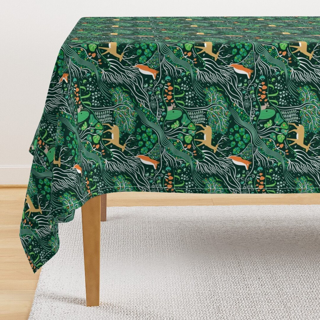 Woodland Tablecloth Magic Forest by Avisnana Forest Animals Green ...