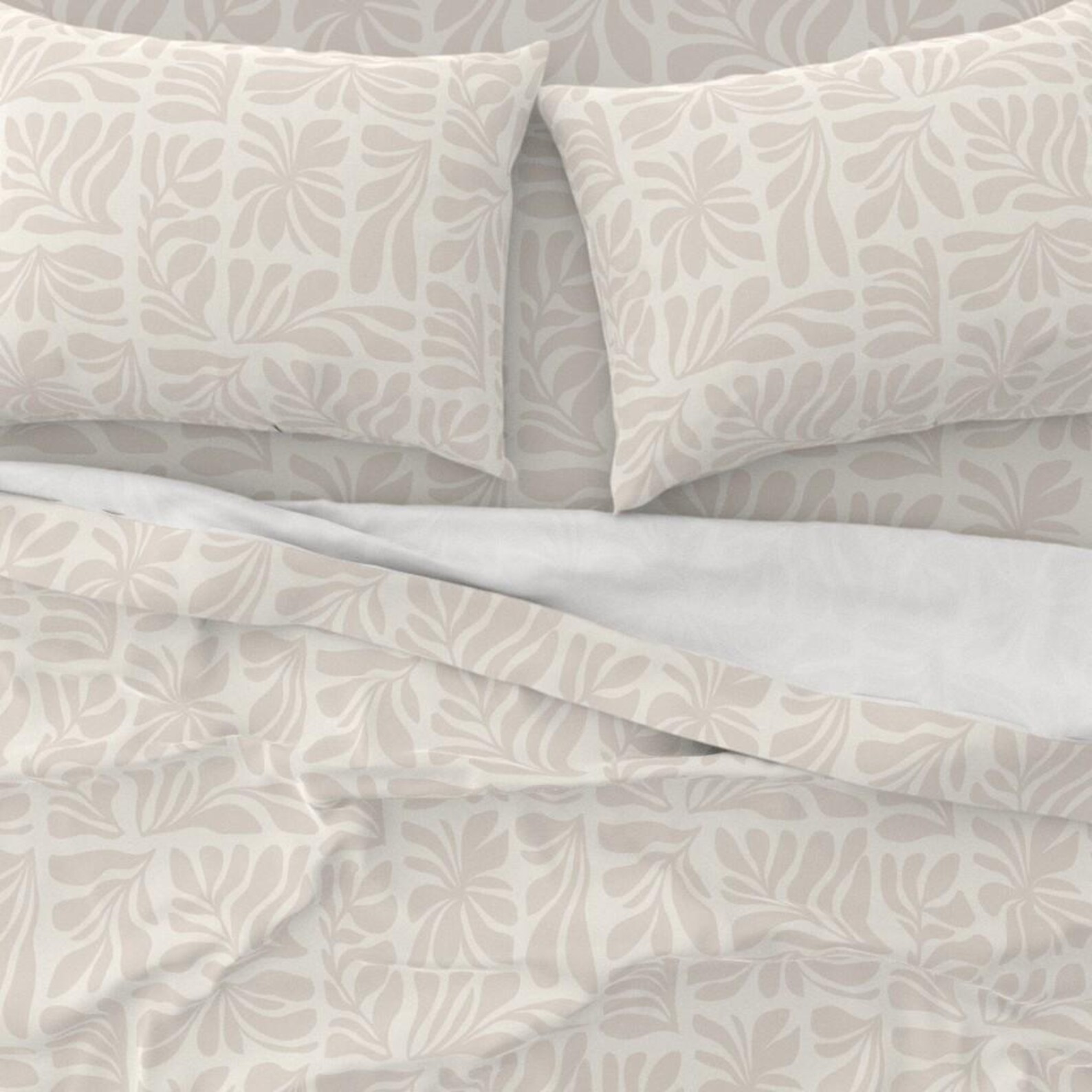Modern Leaves Sheets - Leafy Gallery Cream by Amysuther - Monochrome ...