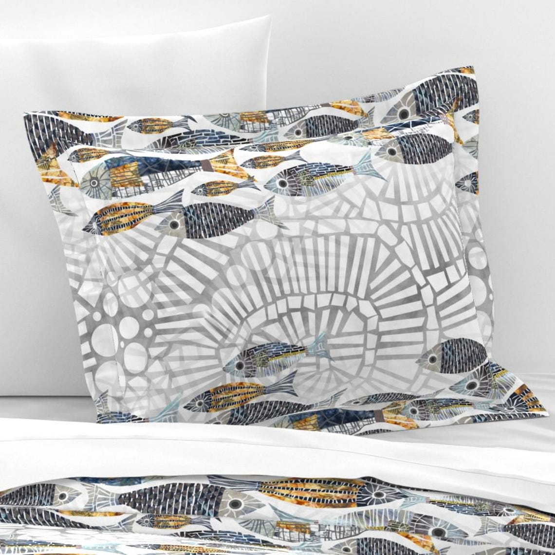 Fish School Bedding - Catch of Day by Mimipinto - Coastal Art Deco ...