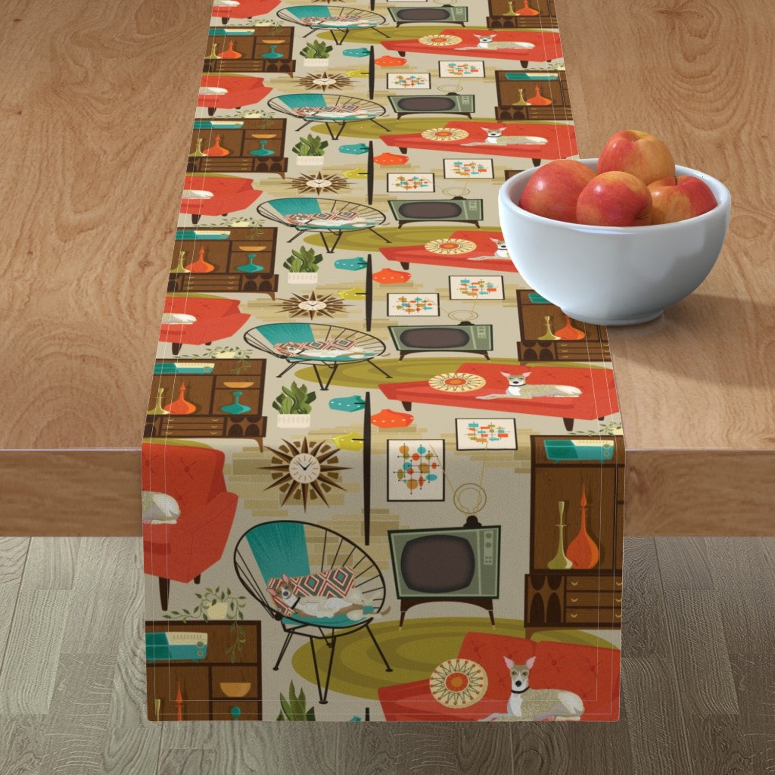 1960s Retro Table Runner Rec Room Madness by Michaelzindell - Etsy