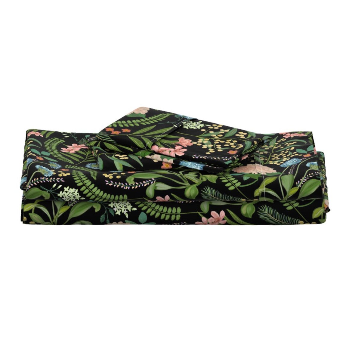 Black Floral Sheets Spring Bloom by Hnldesigns Hawaiian - Etsy