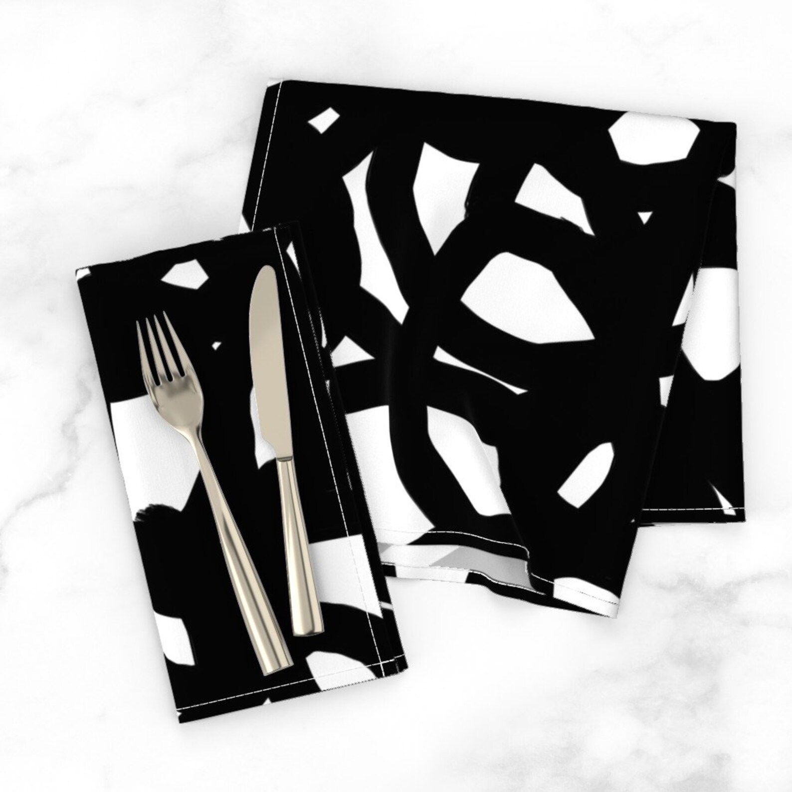 Modern Dinner Napkins set of 2 Freestyle Black and White - Etsy