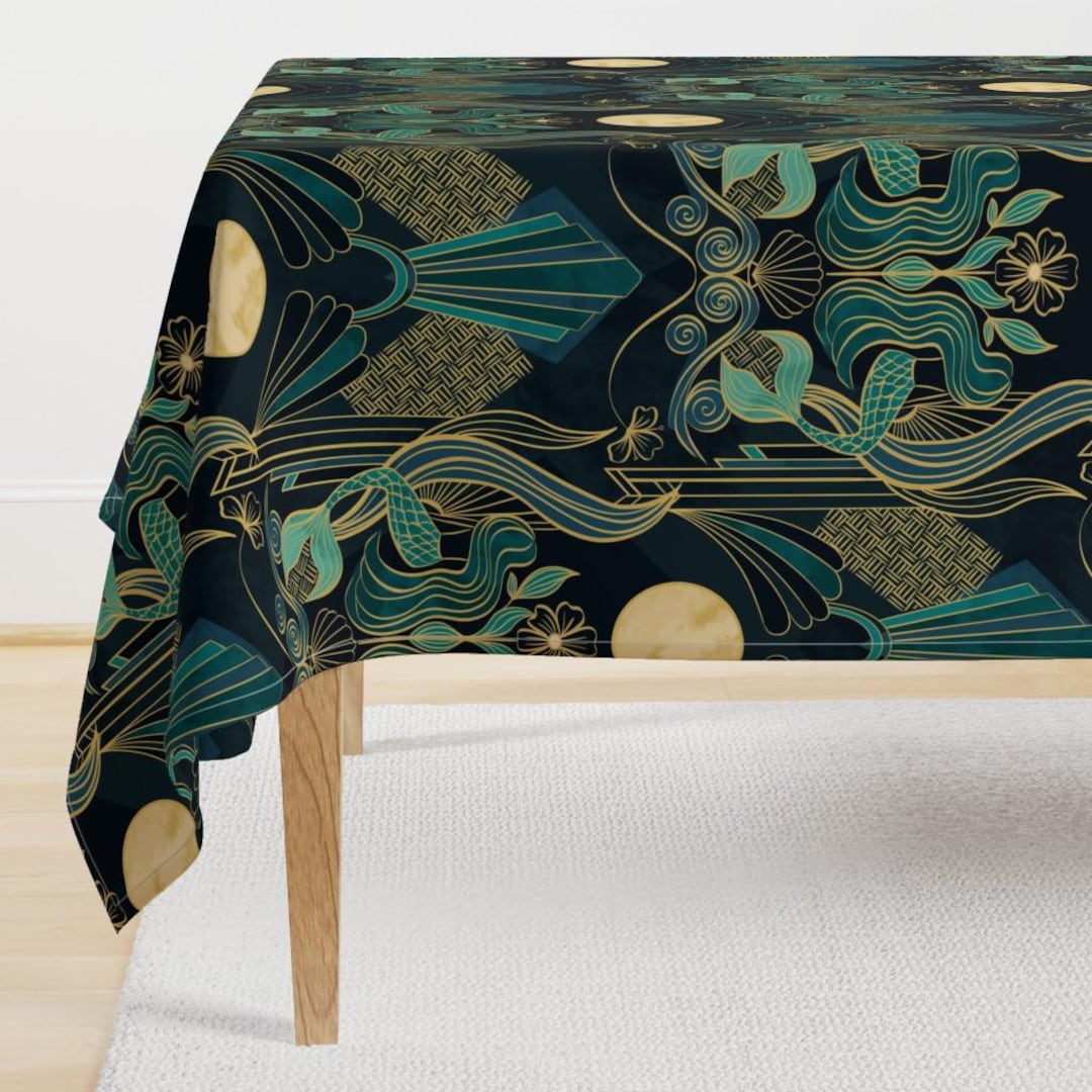 1920s Mermaid Tablecloth - Mermaid in Moonlight by Laura_may_designs ...