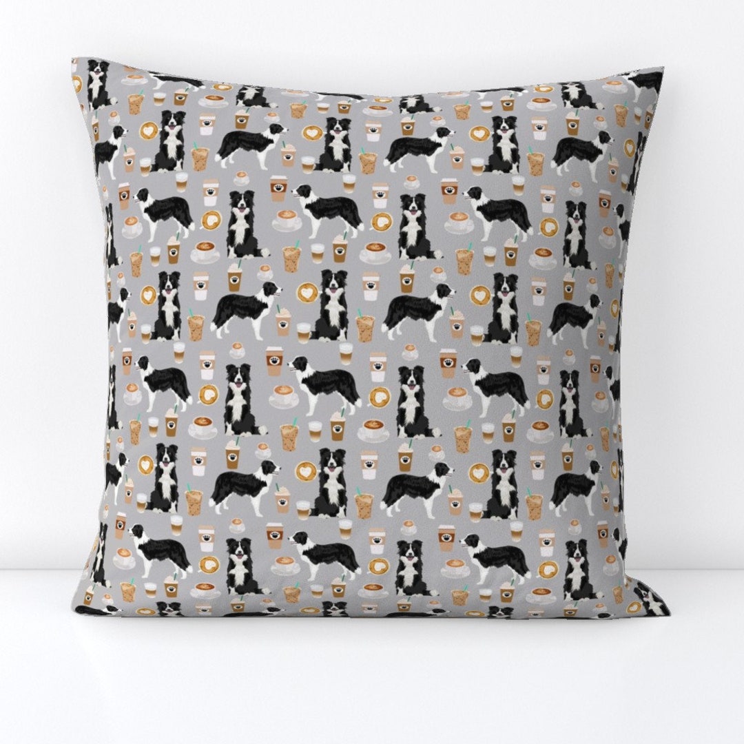 Dog Print Throw Pillow Border Collies and Coffees by - Etsy