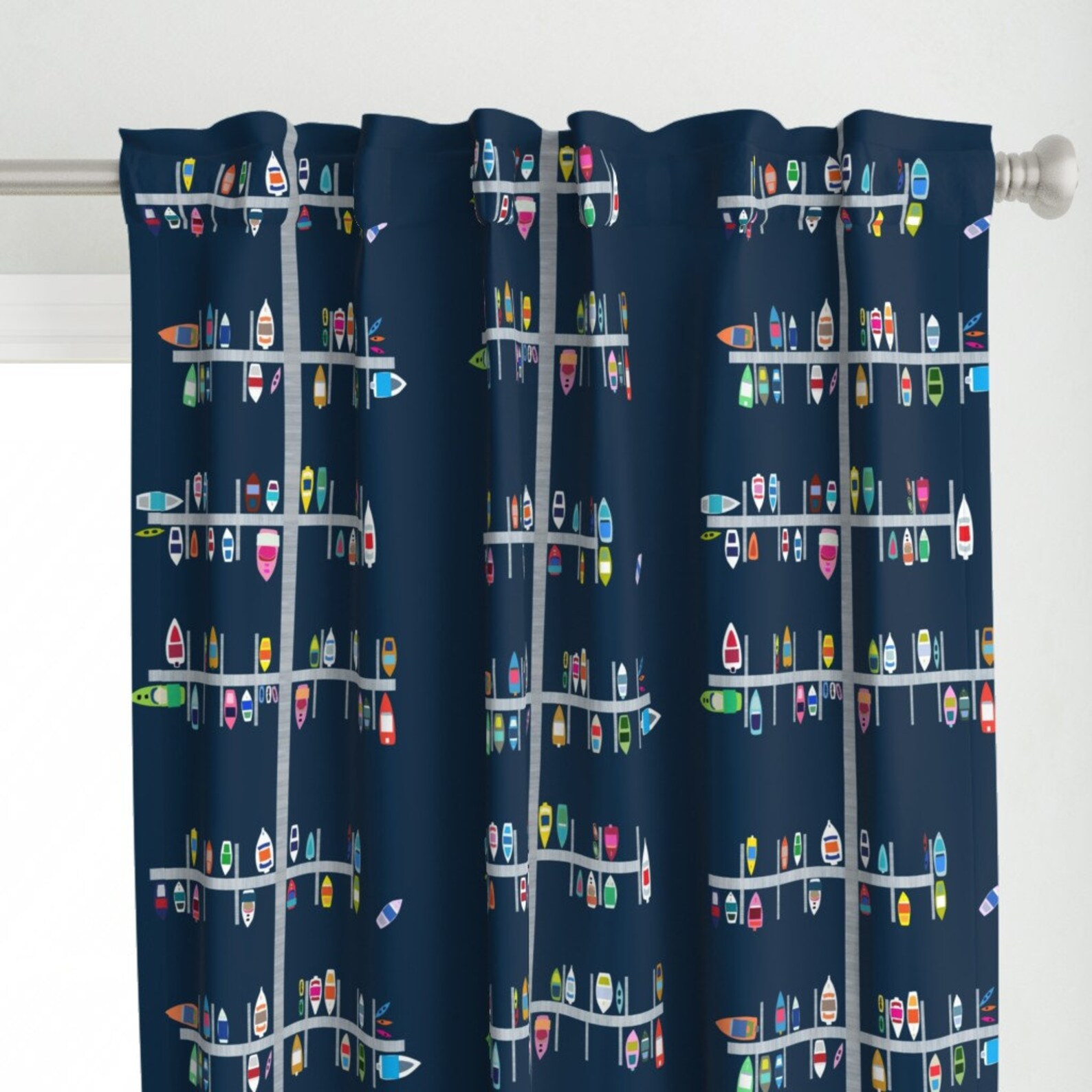 Abstract Nautical Curtain Panel Boat Docks Multicolor by - Etsy