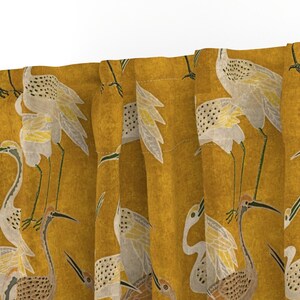 Elegant Cranes Curtain Panel Deco Cranes by Shellyturnerdesigns Mustard ...