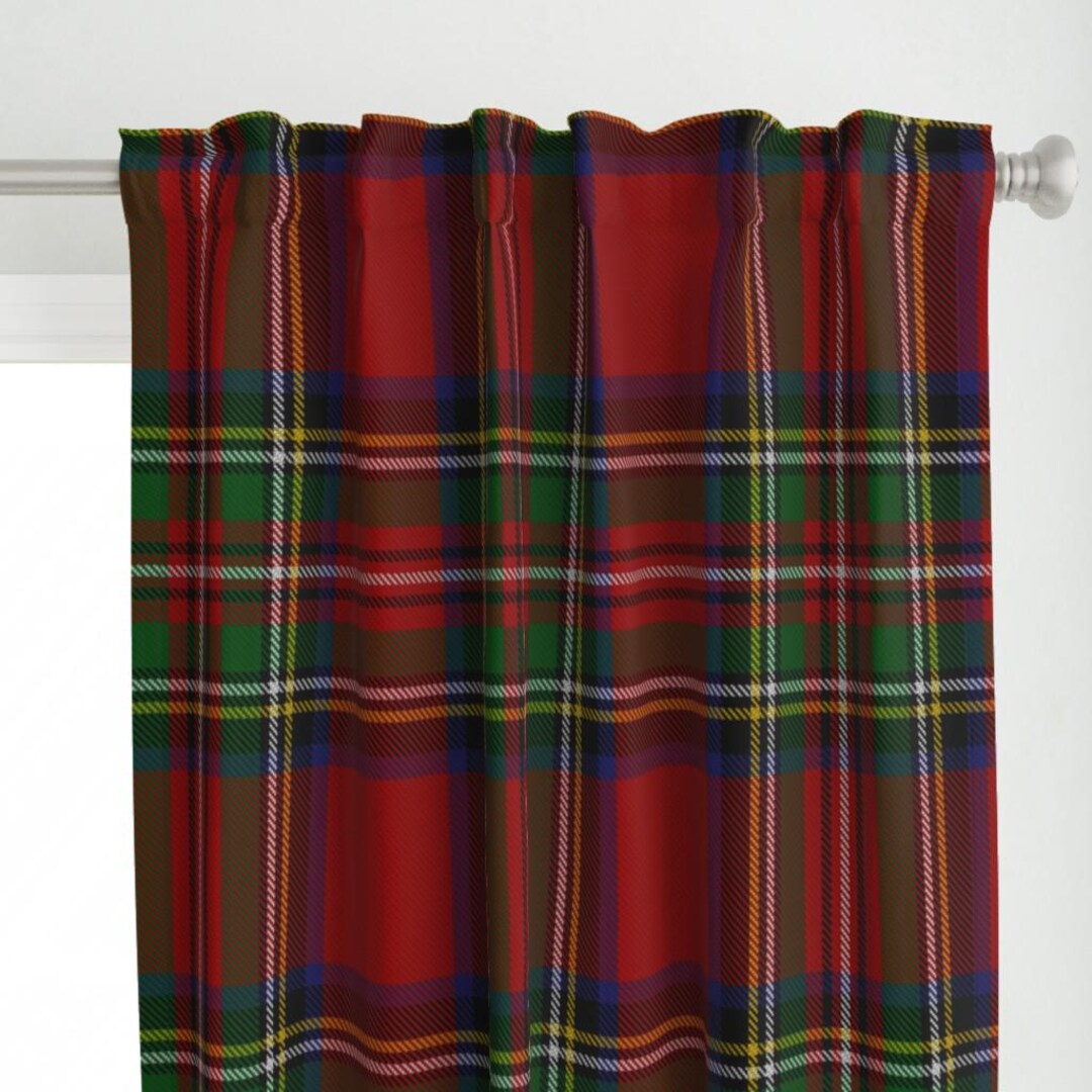 Large Scale Tartan Curtain Panel - Red Green Plaid Rustic Scotland ...