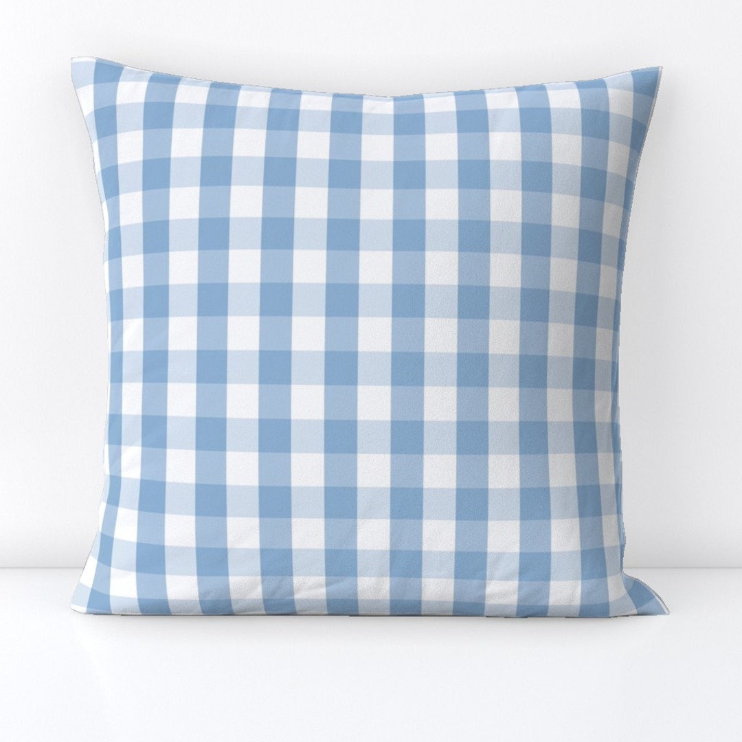 Pastel Blue Gingham Throw Pillow - Airy Blue Check by Paper_and_frill ...
