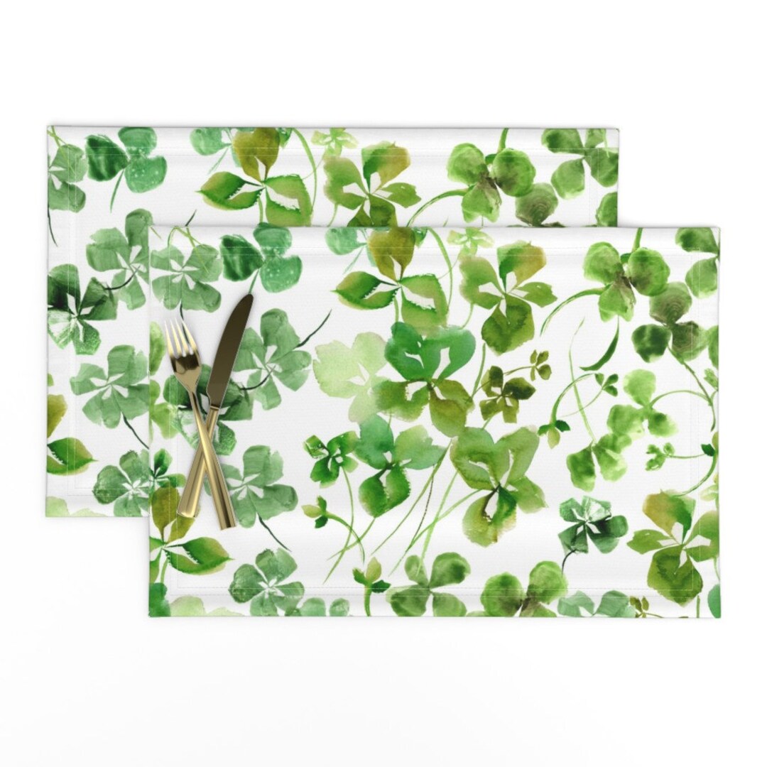 Watercolor Clovers Placemats set of 2 Watercolor Shamrock Large by ... Watercolor Clovers Placemats set of 2 Watercolor Shamrock Large by ...