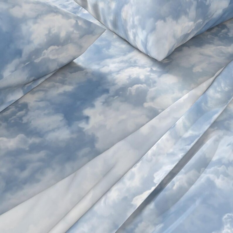 Boho Cloudy Sky Sheets - White Clouds by Lbaron - Light Blue Fluffy ...