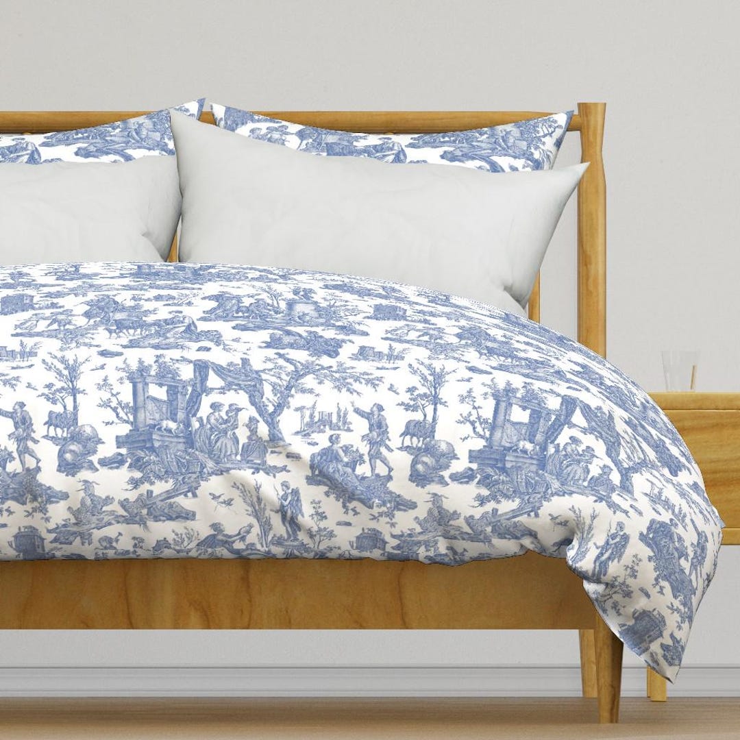 Country Toile Bedding - French Toile in Blue by Pickychicken - Blue ...