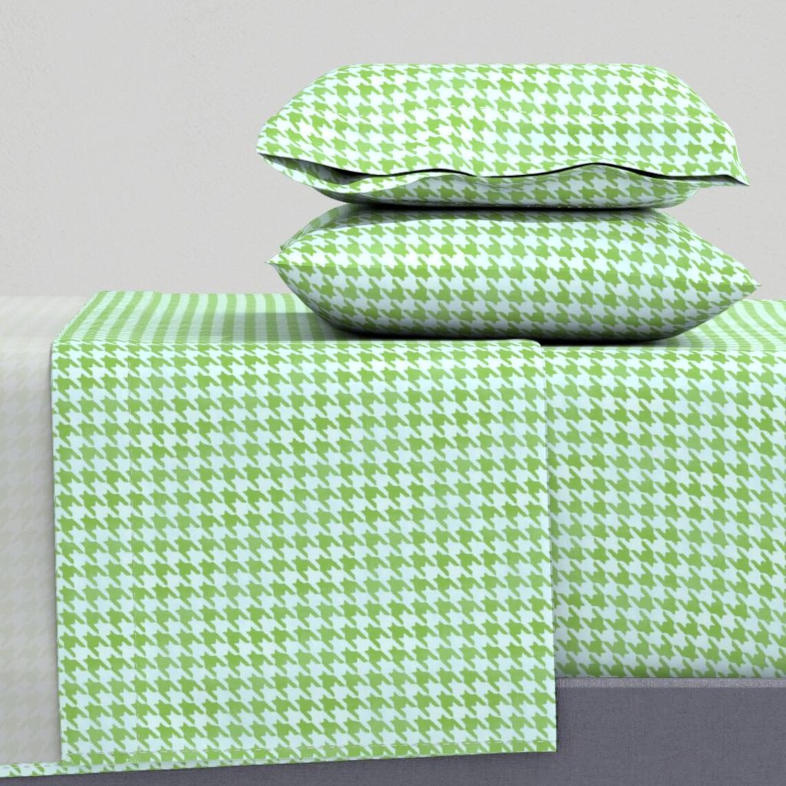 Green Houndstooth Sheets - Green Houndstooth Check by Paper_and_frill ...