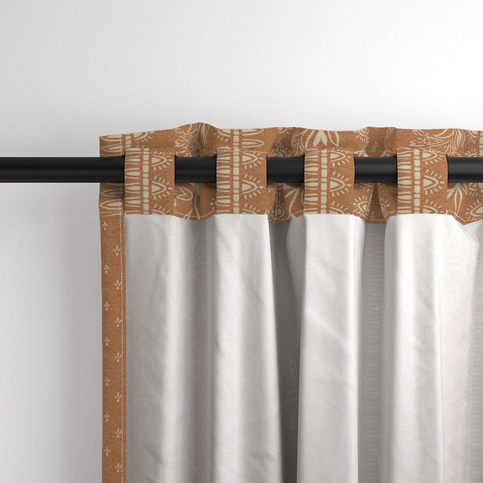 Block Print Curtain Panel - Indian Floral Border Print Traditional ...