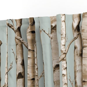 Rustic Trees Curtain Panel Birch Grove in Overcast by ...