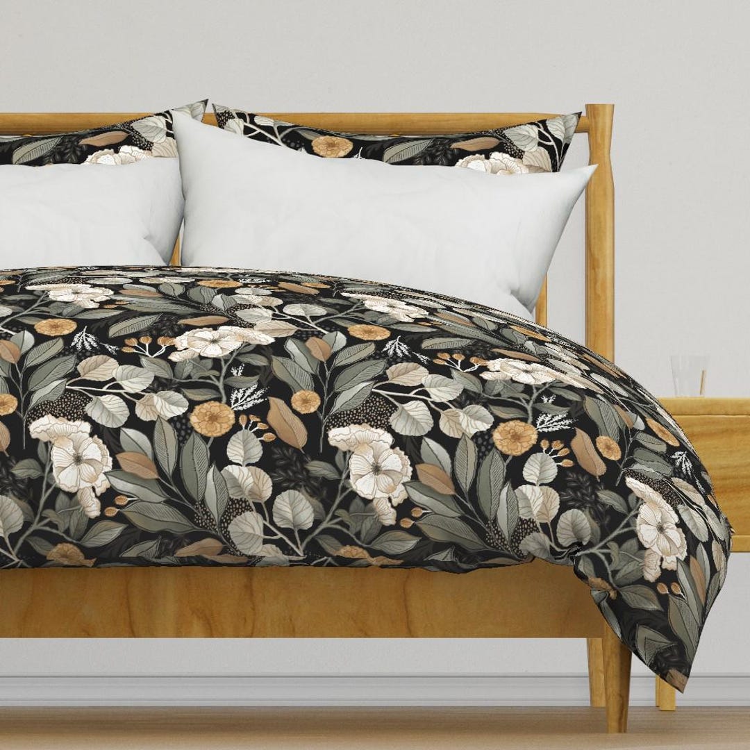 Moody Florals Bedding - Magnolia by Fineapple_pair - Chrysanthemum ...