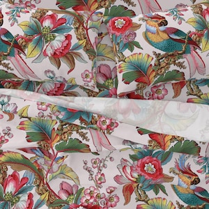Bird Sheets - Edwardian Parrot by Peacoquettedesigns - Pink Dusty ...