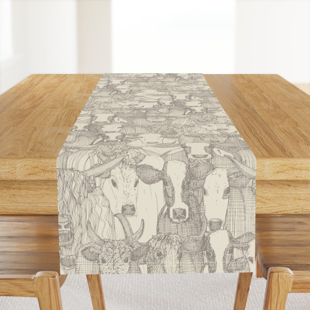 Neutral Cow Table Runner - Just Cattle by Scrummy - Cattle Farming ...