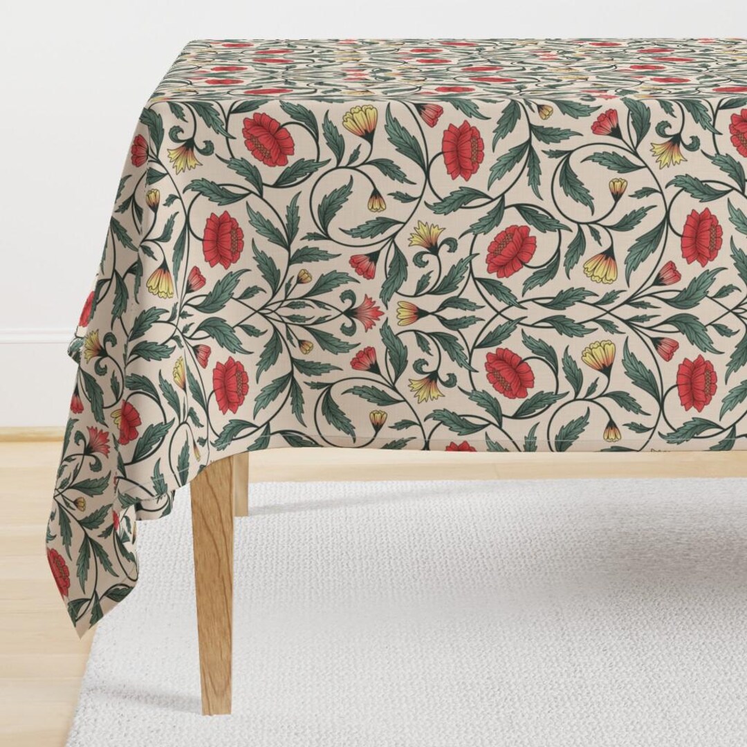 Art Nouveau Tablecloth - Victorian Garden Flowers by Katanti - Hand ...