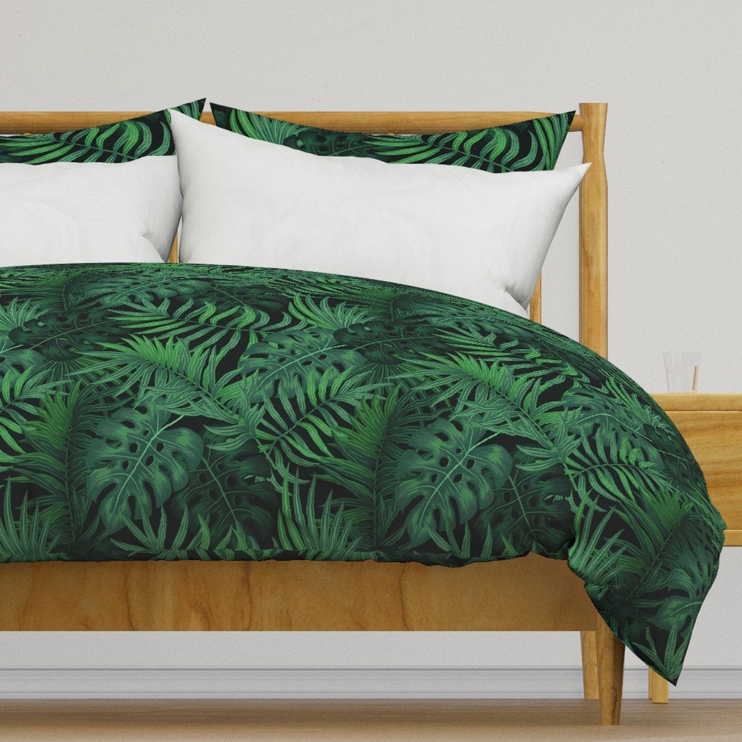 Tropical Leaves Duvet Cover Tropical Night by Eleterart - Etsy