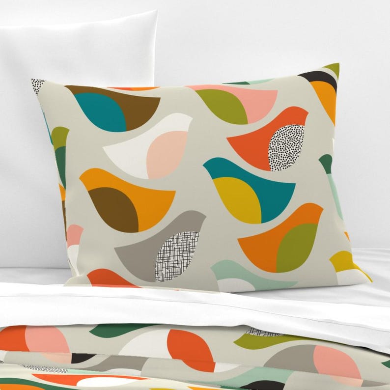Mod Birds Bedding - Midmod Migrators by Katerhees - Mid Century Spring ...