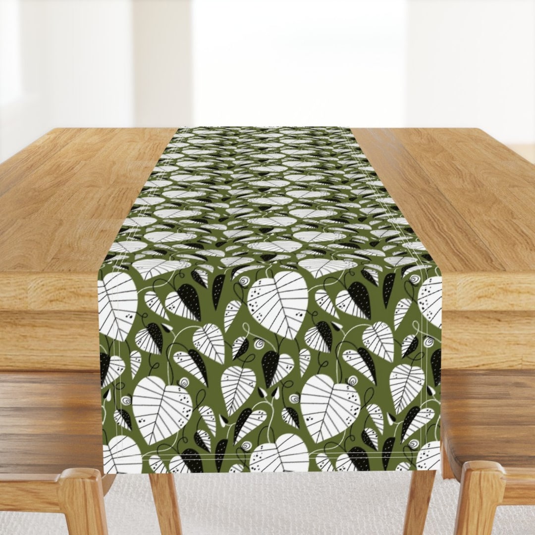 Leaves Table Runner Garden Vines by Anda Retro Plants Ivy Hand Drawn ...