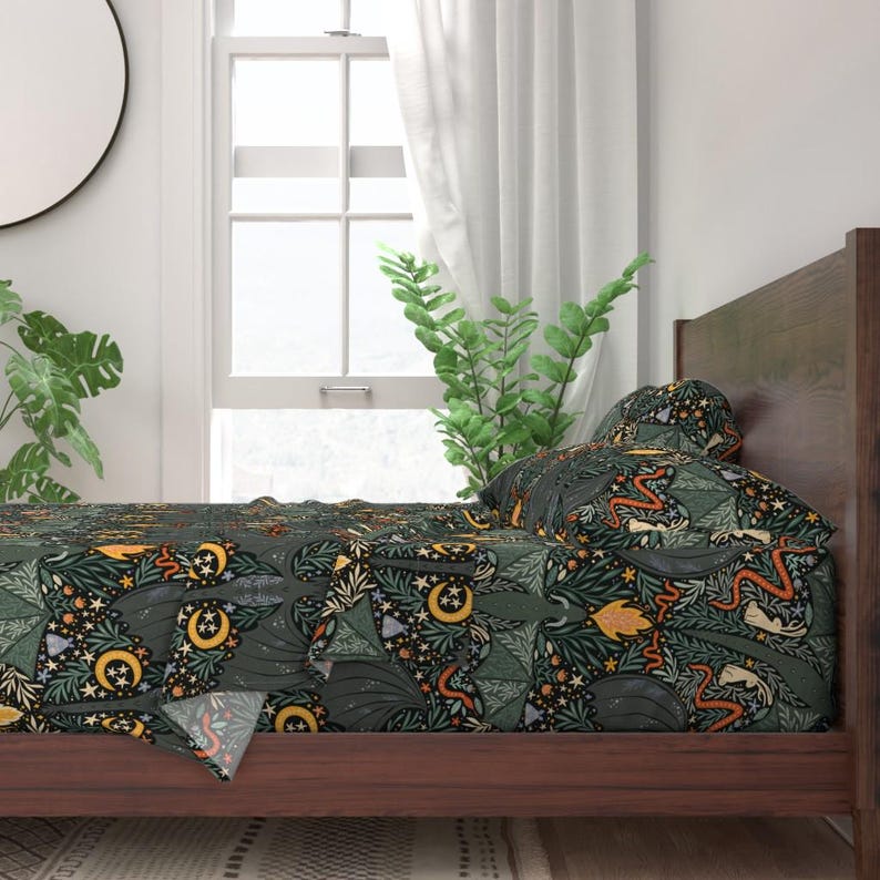 Maximalist Sheets - Folk Dragons Large by Writtenbykristen - Fantasy ...
