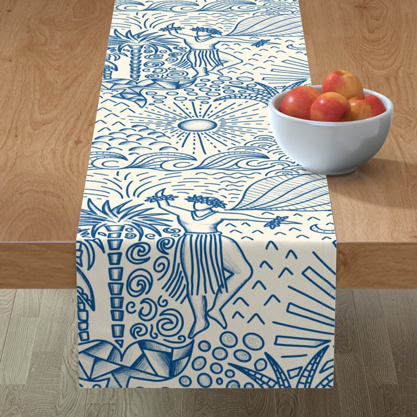 Blue Table Runner Hawaiian Toile by Sandra_hutter_designs - Etsy