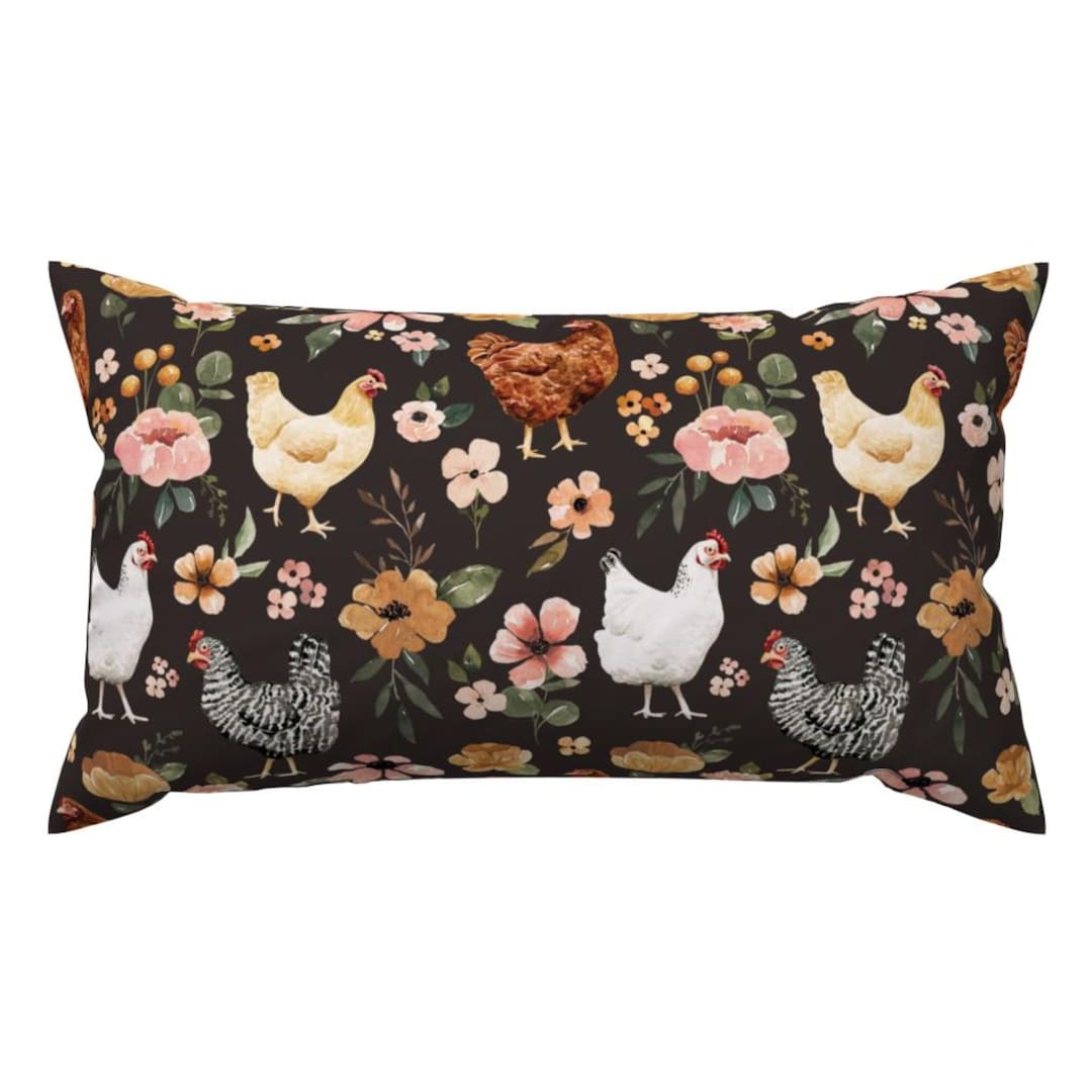 Farmhouse Chickens Accent Pillow - Watercolor Chicken Floral by ...