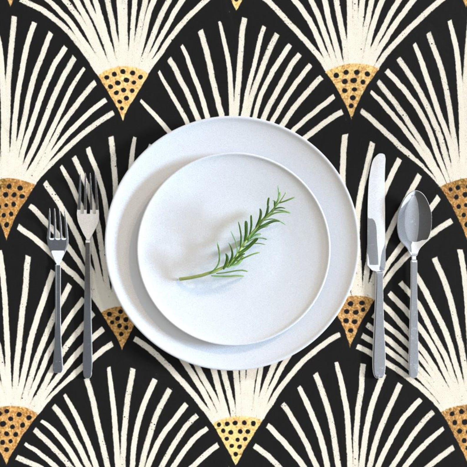 Art Deco Tablecloth - Charleston by Amy_maccready - 1920s Fans Black ...