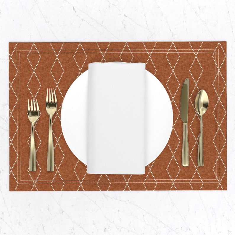 Geometric Diamond Placemats set of 2 Rust Diamonds by - Etsy