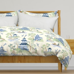 Tea House Bedding - Chinoiserie Pagoda by Barbarapixton - Willow Tree ...