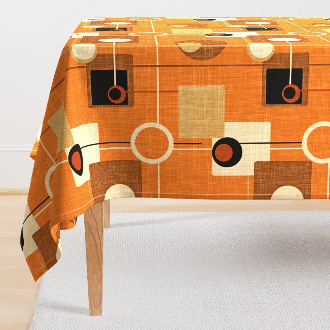 Mid Century Modern Tablecloth Orbs and Squares by Chicca_besso Vintage ...