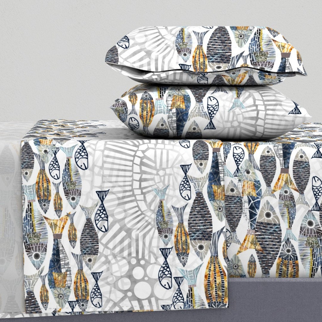 Nautical Sheets Catch of the Day by Mimipinto Mosaic Fish - Etsy