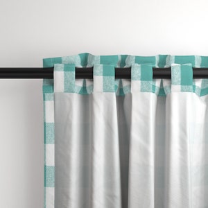 Blue and White Curtain Panel Buffalo Check in Aqua by ...