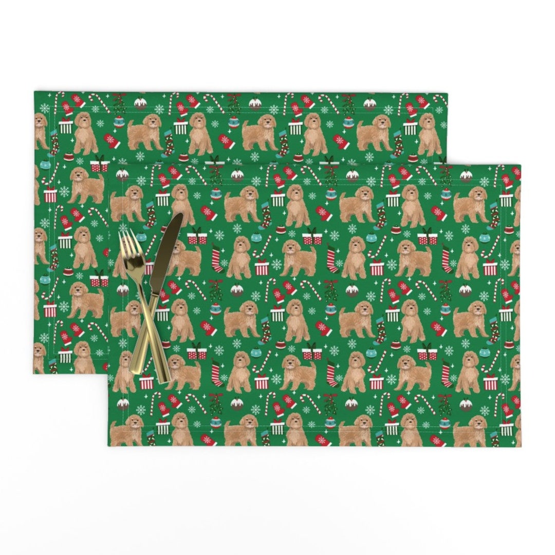 Christmas Placemats set of 2 Cavoodle Christmas by - Etsy