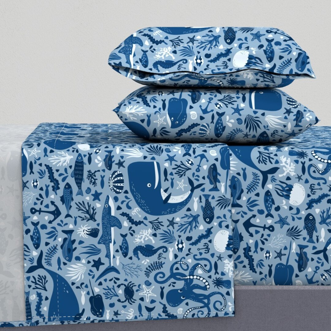 Monochrome Blue Sheets Great Blue Ocean by Diseminger - Etsy