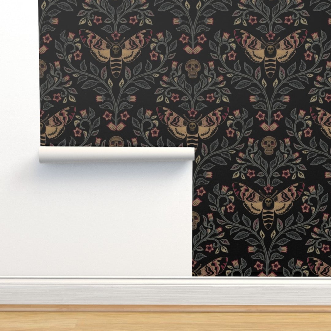 Death Head Moth Non-pasted Wallpaper - Death Head Damask by Lu ...