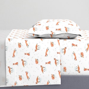 Watercolor Fox Sheets Winter Fox large by Shelbyallison Woodland ...