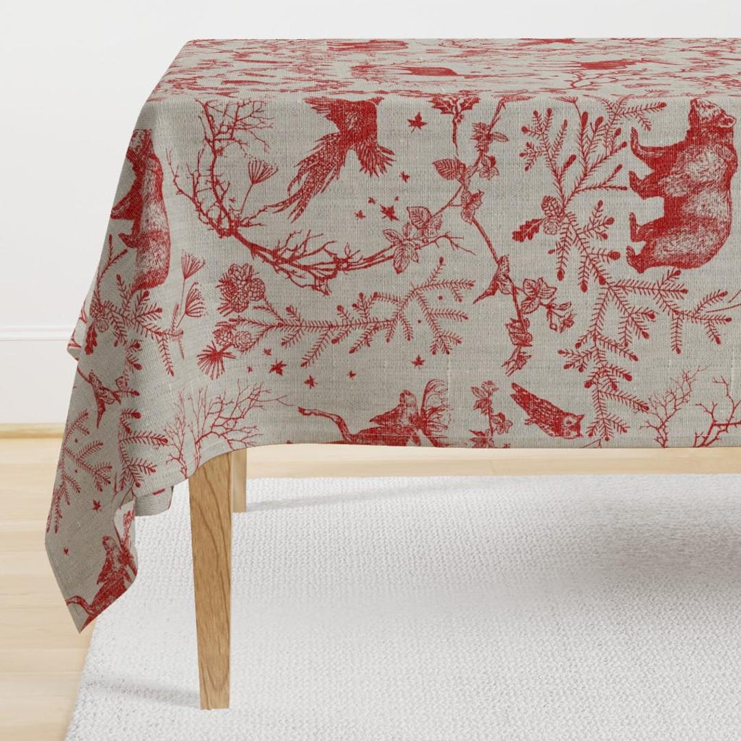Woodland Toile Tablecloth - Winter Toile by Nouveau_bohemian - Winter ...