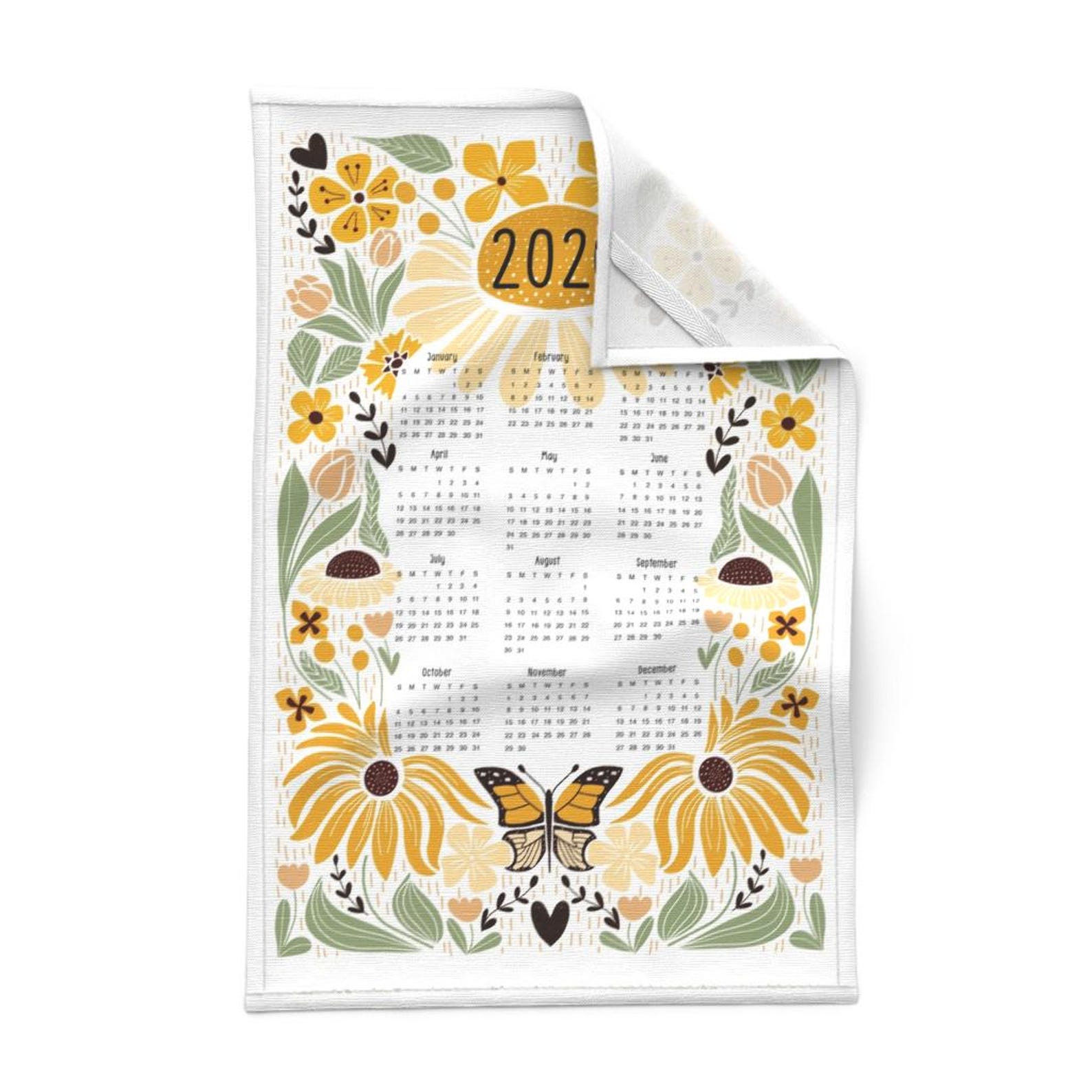 2026 Calendar Tea Towel - 2026 Flower Garden by Isabella_vezzoli ...