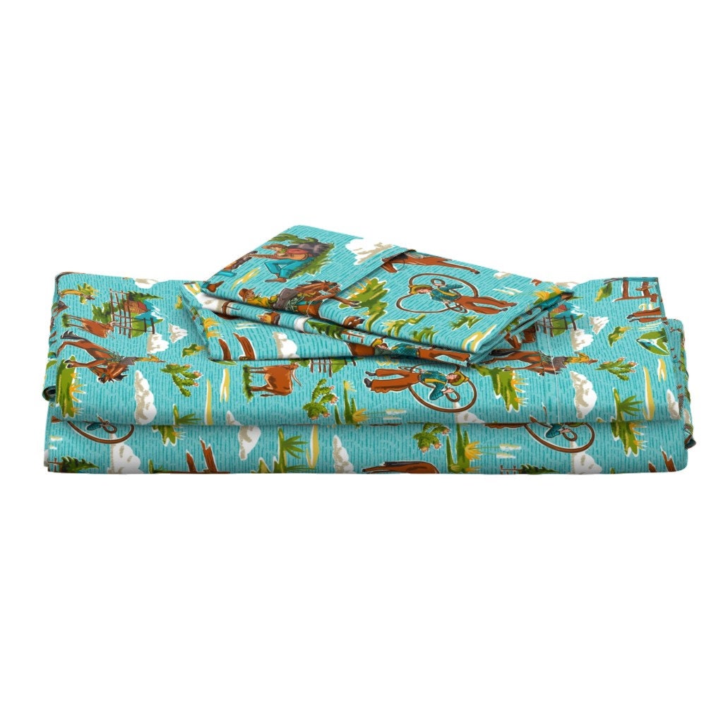 Rustic Country Sheets Out West Teal by Vinpauld Vintage - Etsy