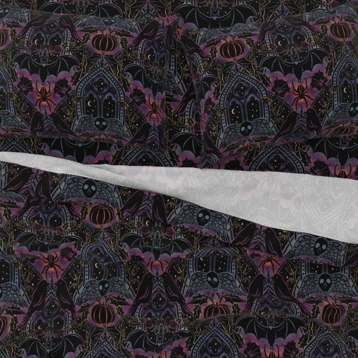 Raven Sheets Dark Gothic Large Scale by Byre_wilde Damask | Etsy