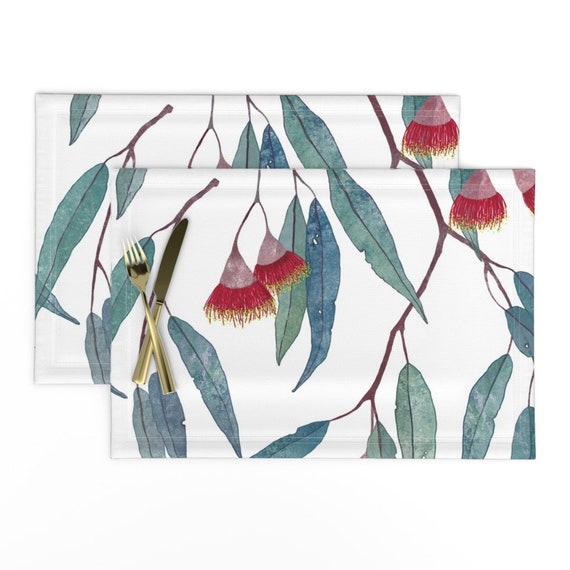 Eucalyptus Placemats set of 2 Eucalyptus Leaves and - Etsy
