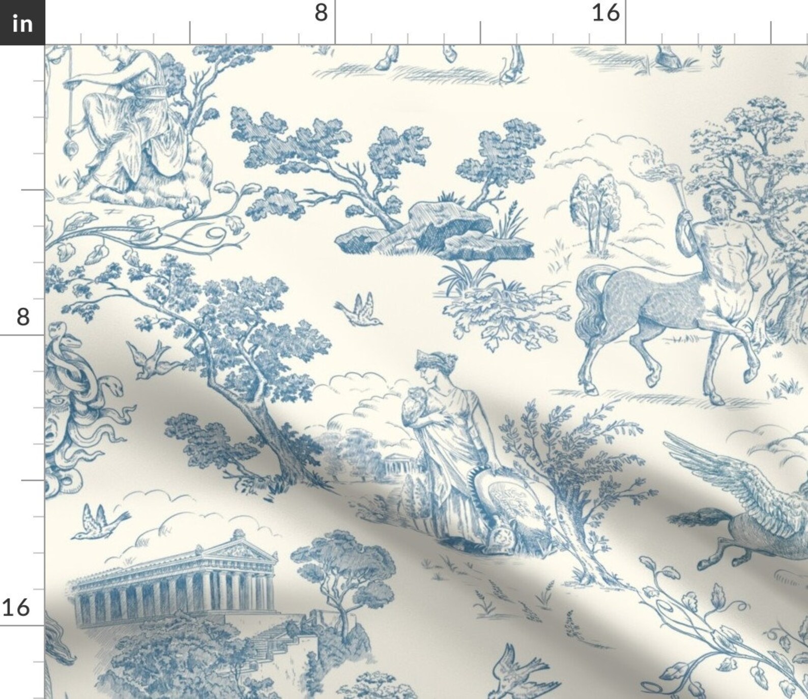 Ancient Greece Duvet Cover Greek Mythology Toile Blue by | Etsy